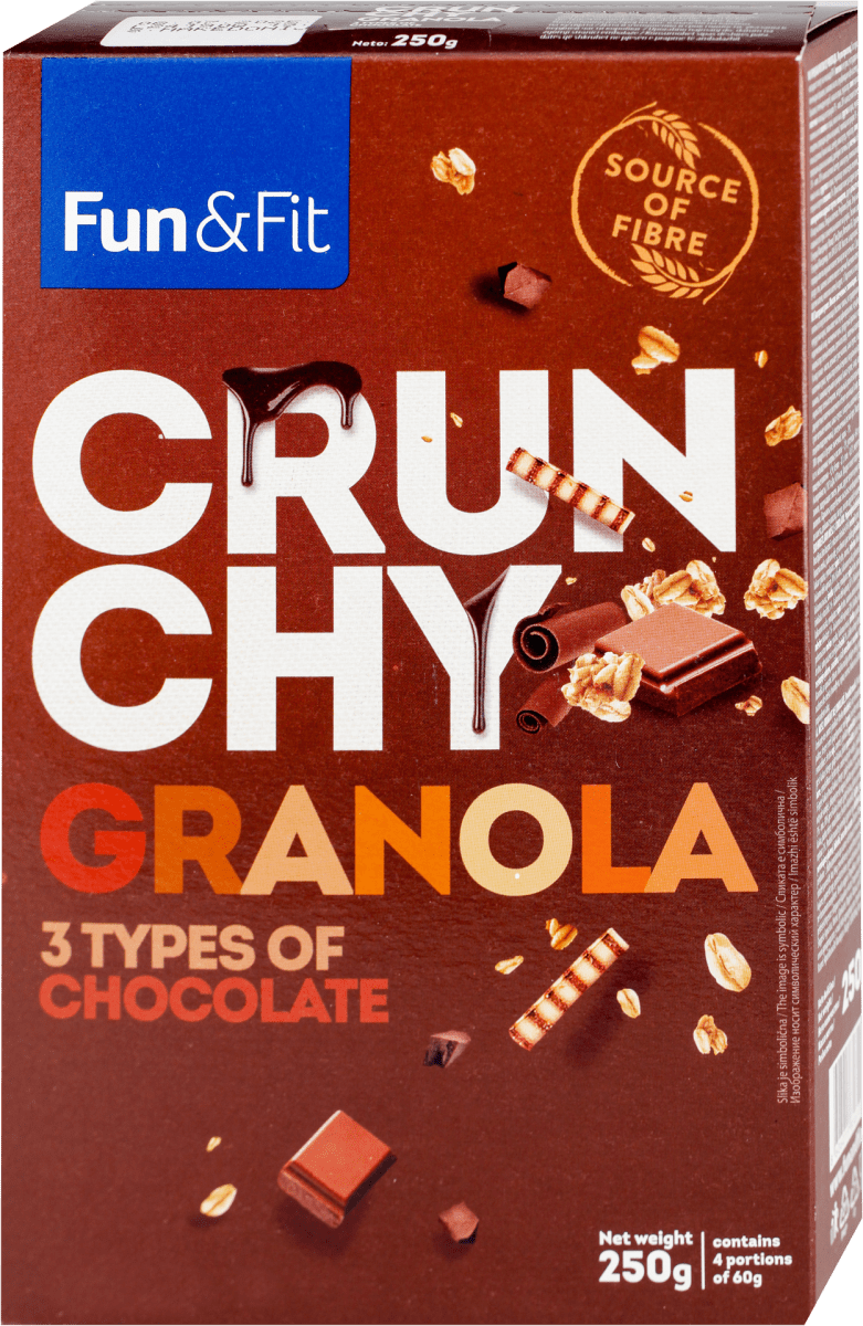 Fun&Fit CRUNCHY GRANOLA 3 TYPES OF CHOCOLATE Hrskavi musli sa čokoladom ...
