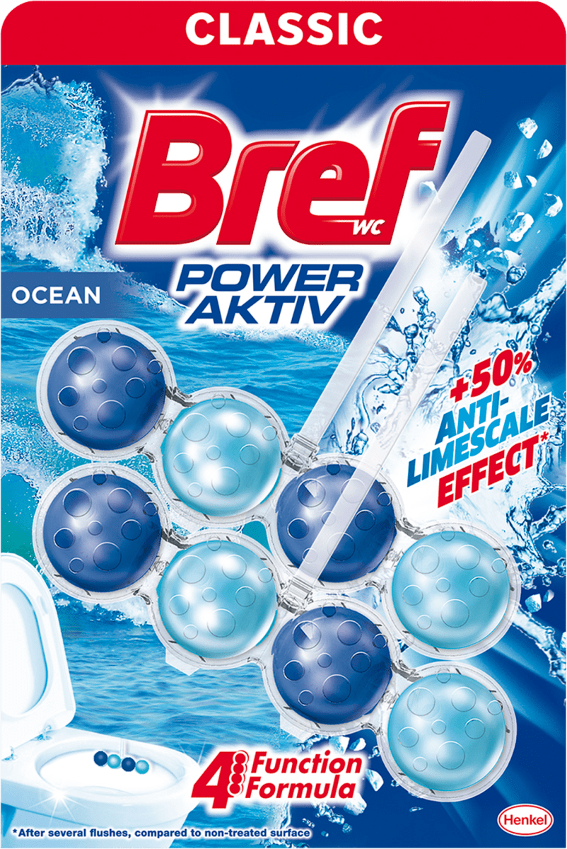 Bref Tuhý WC blok Classic Power Aktiv Ocean, 100 g | mojadm.sk