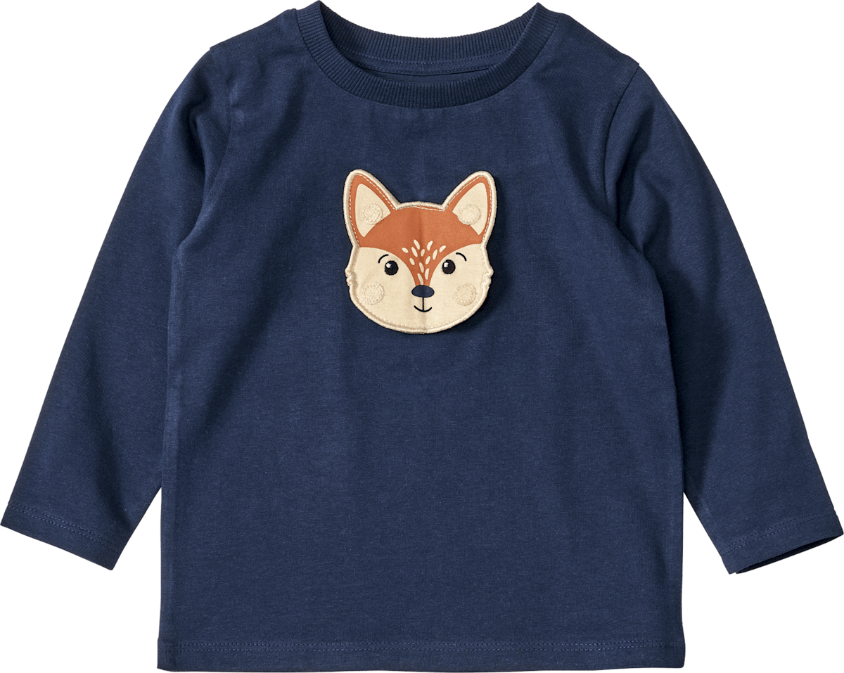ALANA Langarmshirt mit Hund & Fuchs Klett-Patches zum Wechseln, blau, Gr. 98, 1 St dauerhaft ...