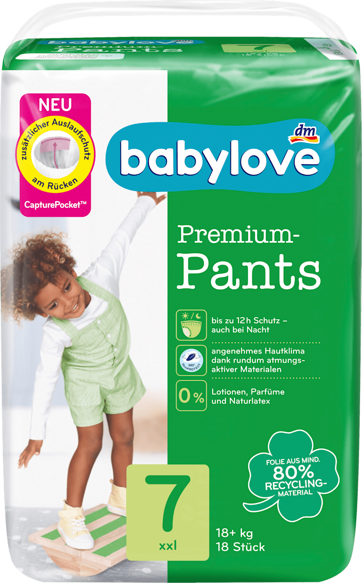 babylove Premium hlačne plenice 7 XXL, 18+ kg, 18 kos | dm.si