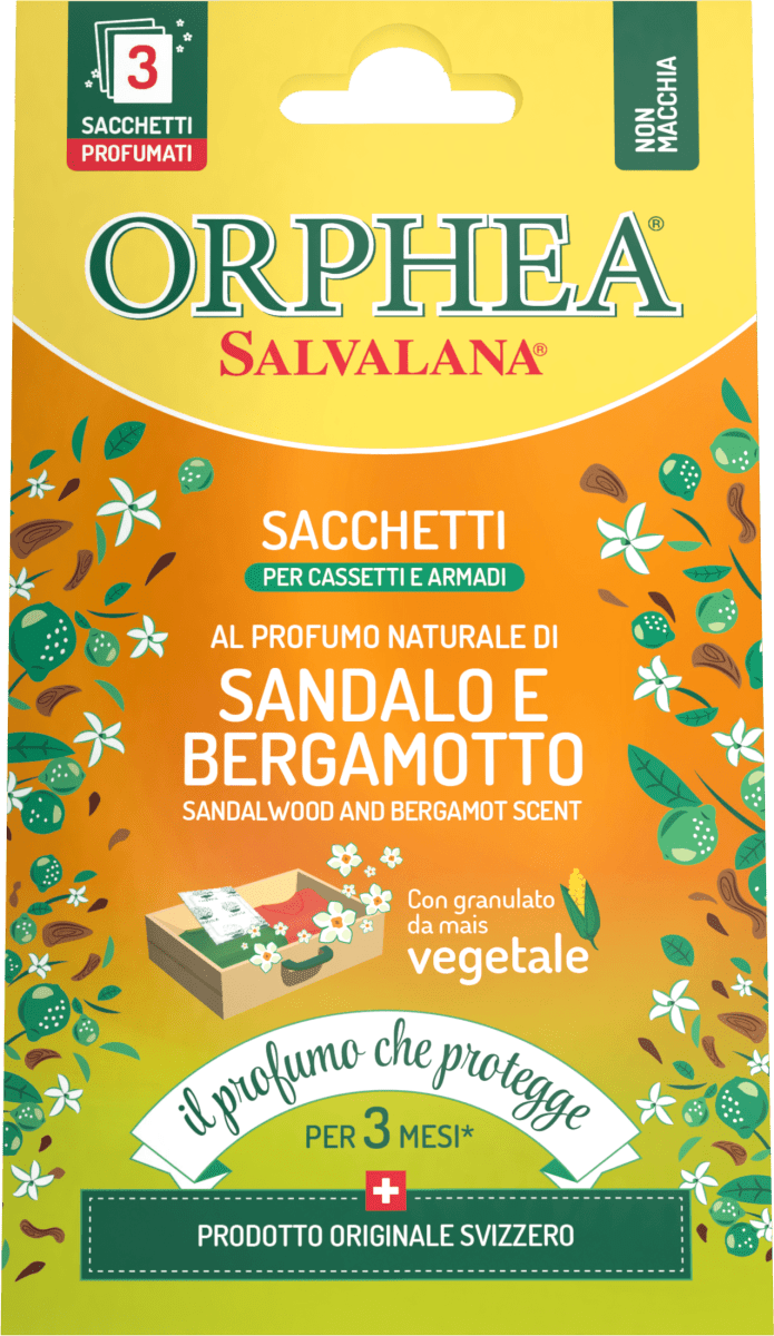ORPHEA Salvalana - Sacchetti per armadi e cassetti al profumo di sandalo e bergamotto, 3 pz | dm ...