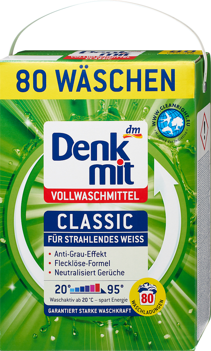 Denkmit Detergent pudră pentru rufe albe clasic 5,2 kg, 80 Spălări | dm.ro