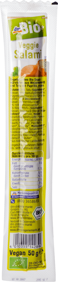 dmBio Bio vegán snackrúd tofuból és búzafehérjéből, 50 g | dm.hu