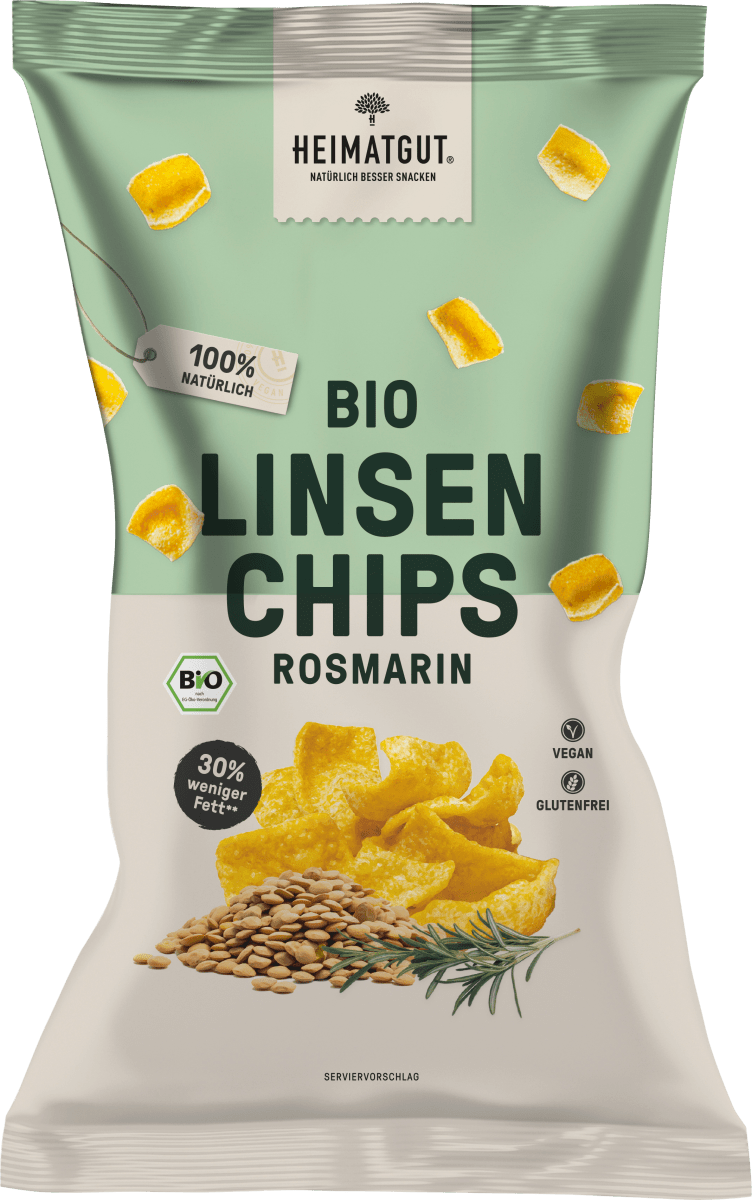HEIMATGUT Linsenchips Rosmarin, 75 g | dm.at