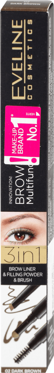 EVELINE COSMETICS BROW Styler Multifunction 3u1 za obrve- 02 Dark Brown, 3 ml | dm.rs