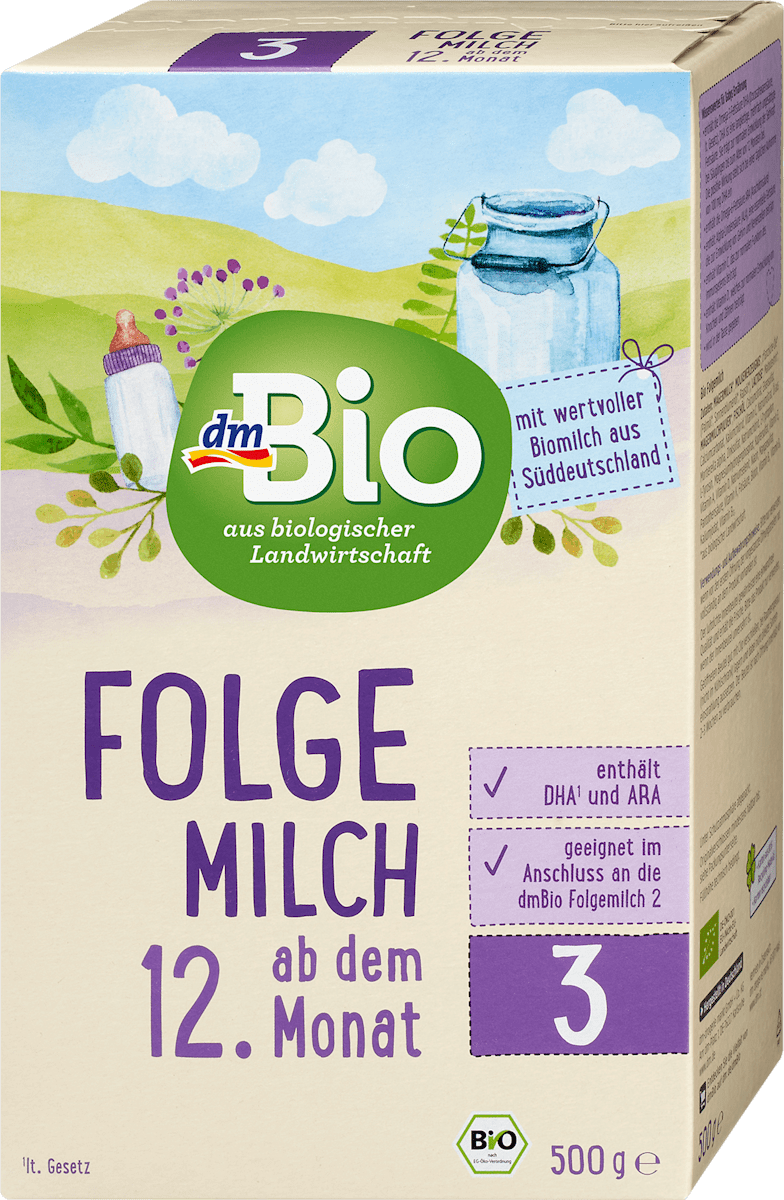 dmBio pokračovací mléčná kojenecká výživa 3 12m, 500 g | dm.cz