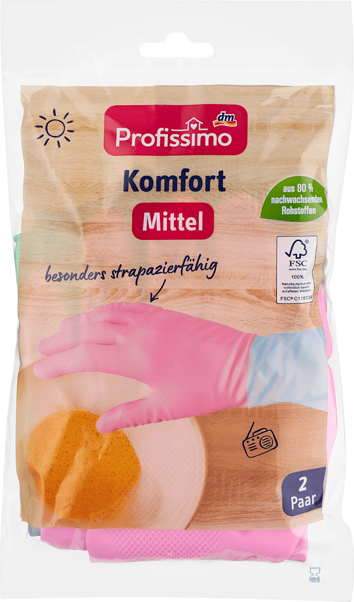 Profissimo Haushaltshandschuhe Komfort Mittel (2 Paar), 4 St | dm.at