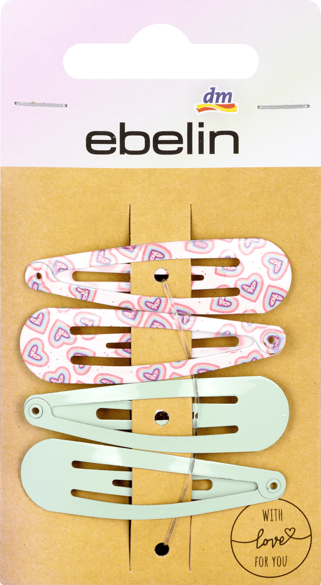ebelin dětské sponky do vlasů srdíčka, 4 ks | dm.cz