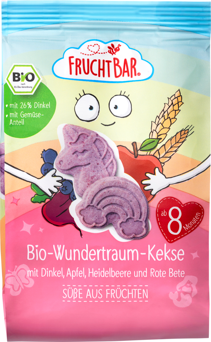 FruchtBar Babykekse Wundertraum-Kekse mit Dinkel, Apfel & Heidelbeere ...