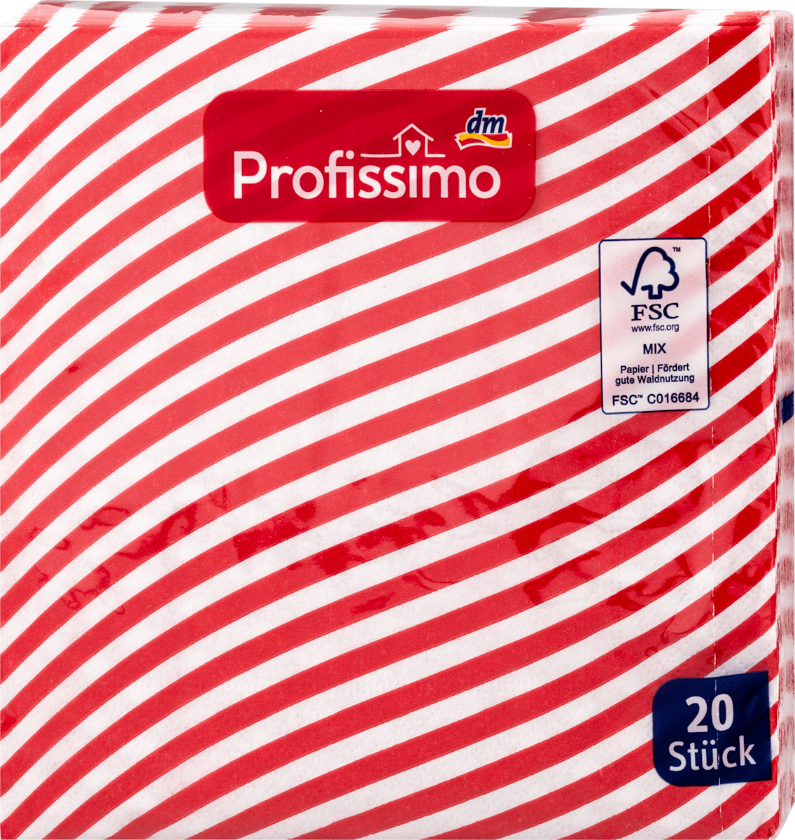 Profissimo Servietten gestreift (33x33 cm), 20 St | dm.at