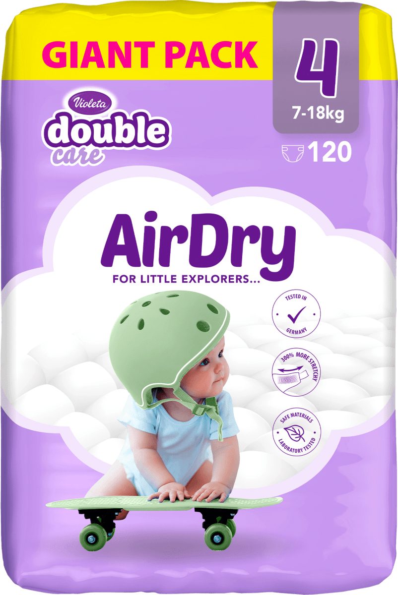 Violeta double care pelene AirDry GIANT PACK veličina 4 (7-18kg), 120 kom | dm.rs