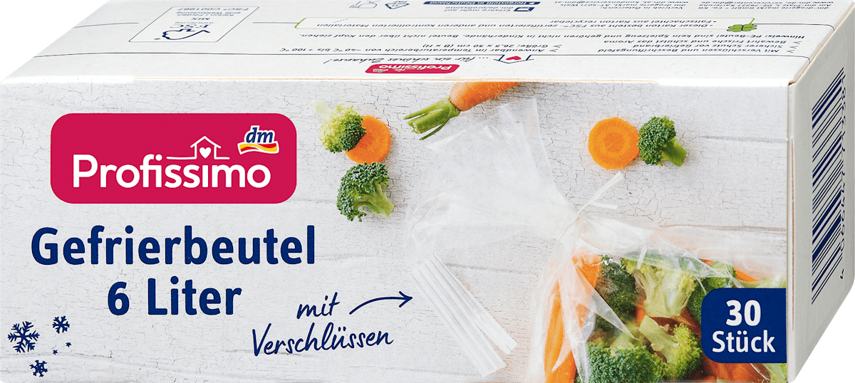 Profissimo Gefrierbeutel 6 l mit Verschlüssen, 30 St dauerhaft günstig online kaufen | dm.de