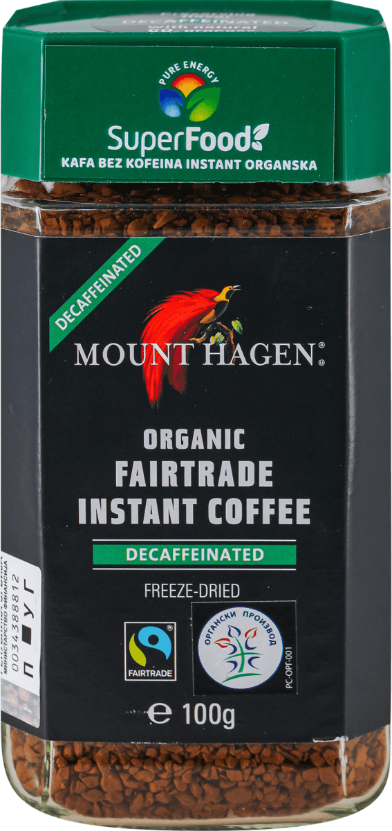 MOUNT HAGEN ORGANIC FAIRTRADE INSTANT KAFA - bez kofeina, 100 g | dm.rs