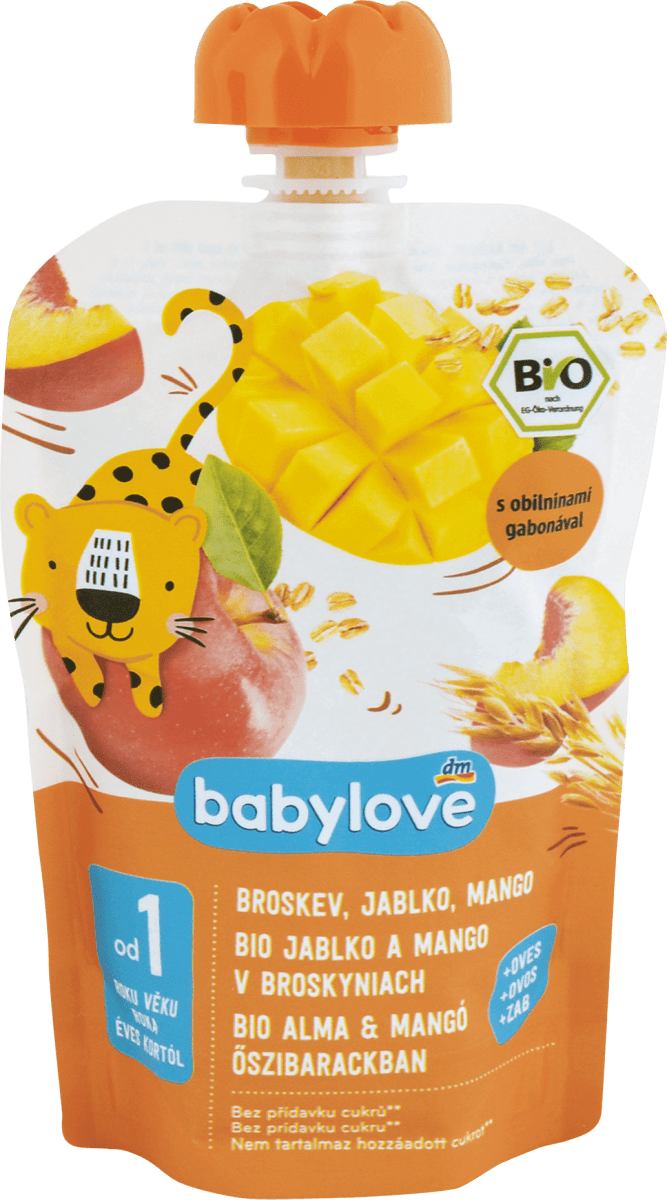 babylove Kapsička bio jablko a mango v broskyniach s ovsom, 100 g ...