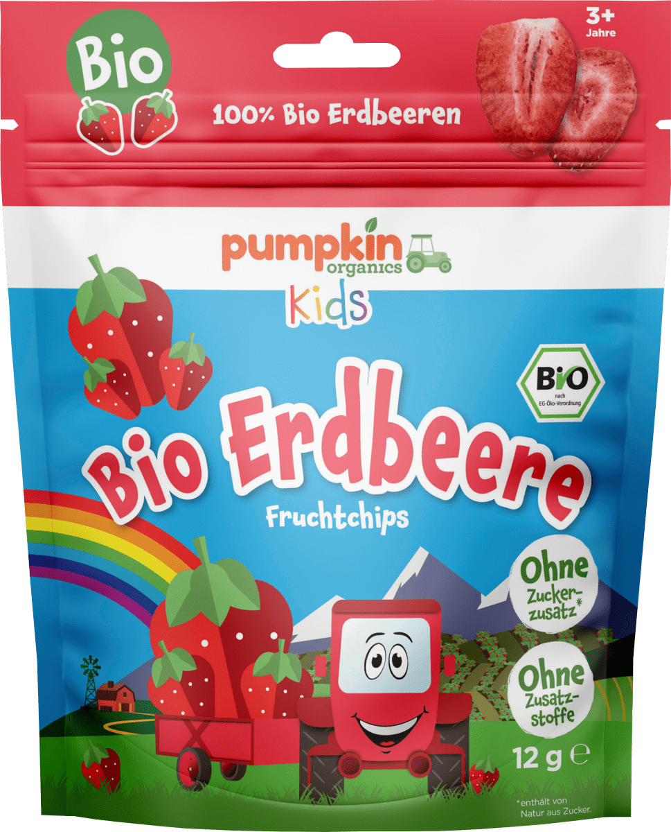 pumpkin organics Kindersnack Fruchtchips Erdbeere, ab 3 Jahren, 12 g ...