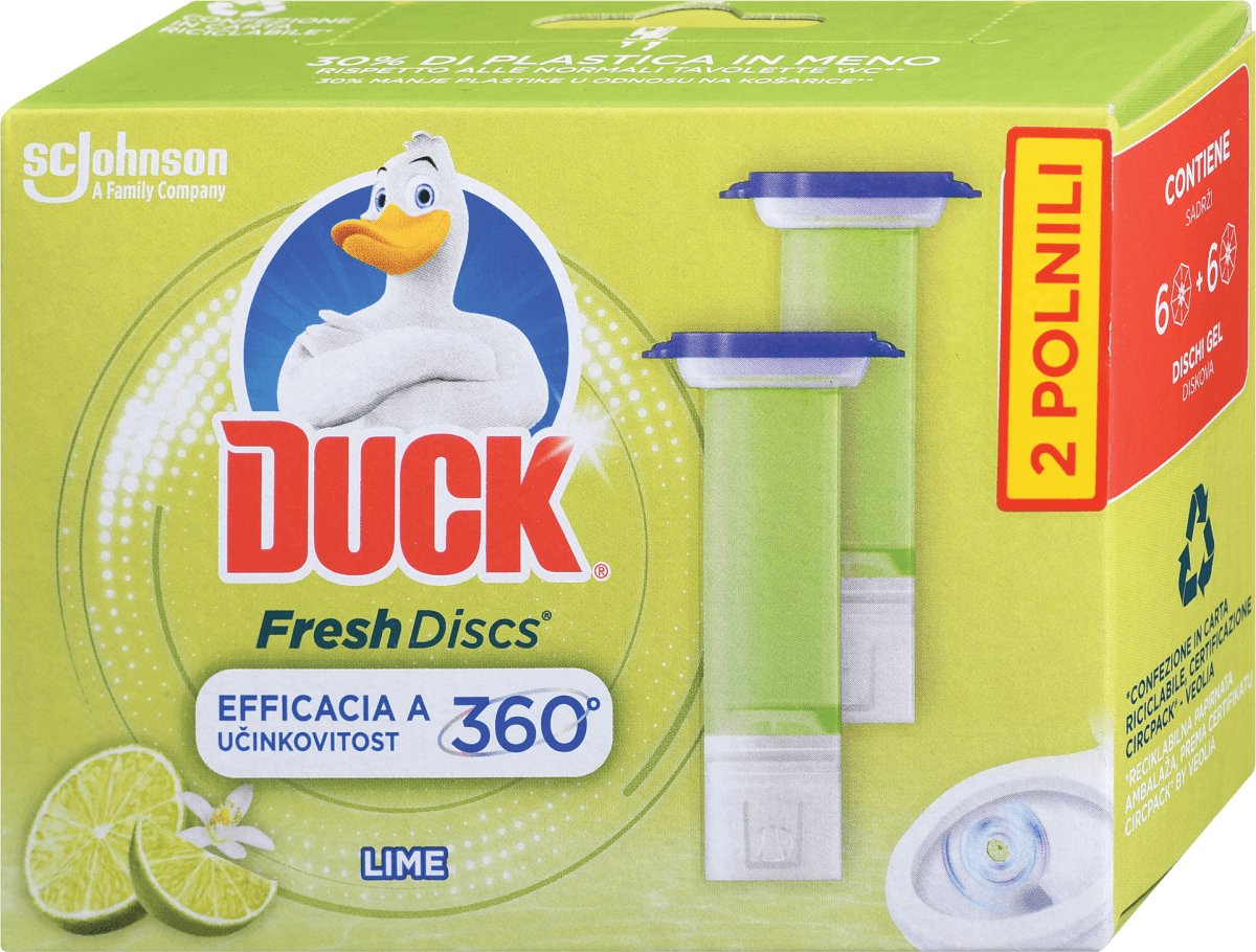 DUCK Gel za čiščenje in osveževanje WC školjke z vonjem limete, 72 ml ...