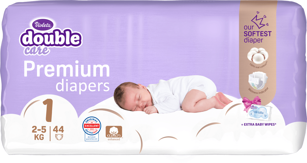 Violeta Cotton Premium pelene newborn (2 - 5 kg), 44 kom. | dm ...
