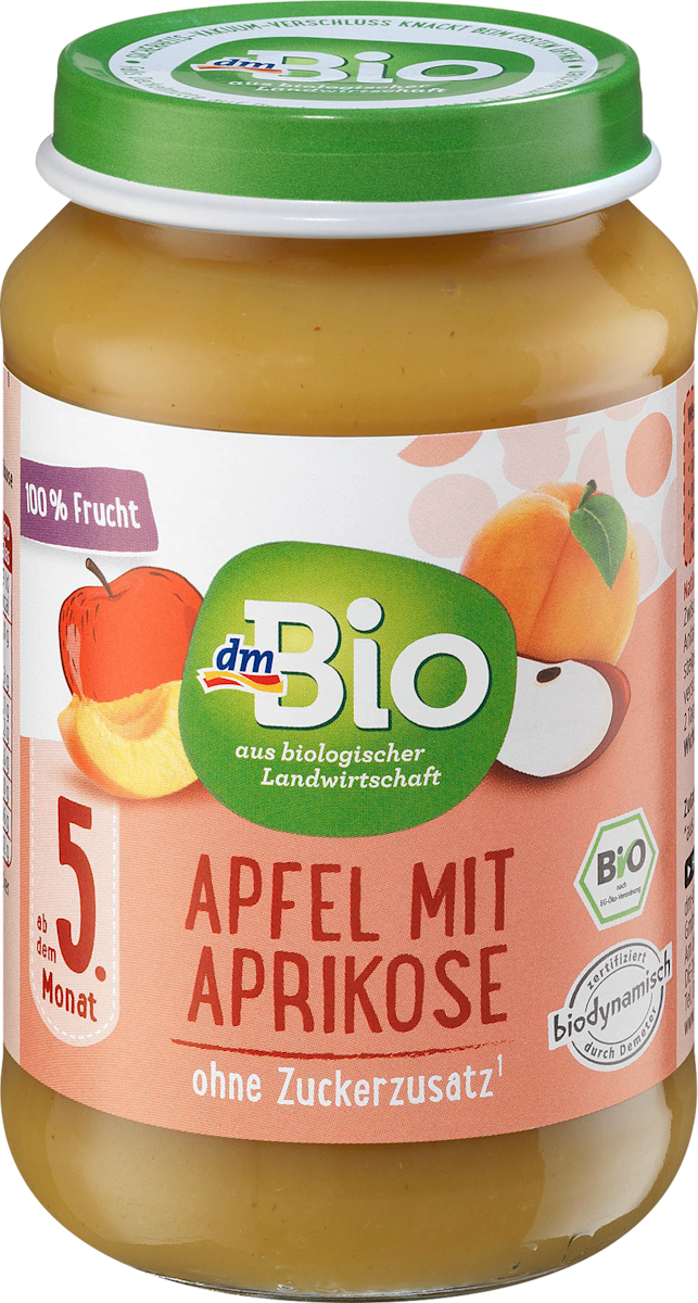 dmBio Früchte Apfel mit Aprikose ab dem 5. Monat, 190 g dauerhaft ...