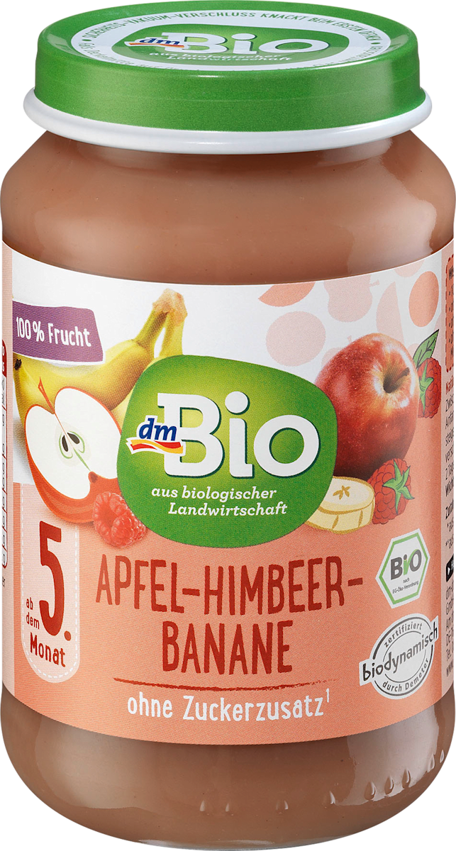 dmBio Früchte Apfel-Himbeer-Banane ab dem 5. Monat, 190 g dauerhaft ...