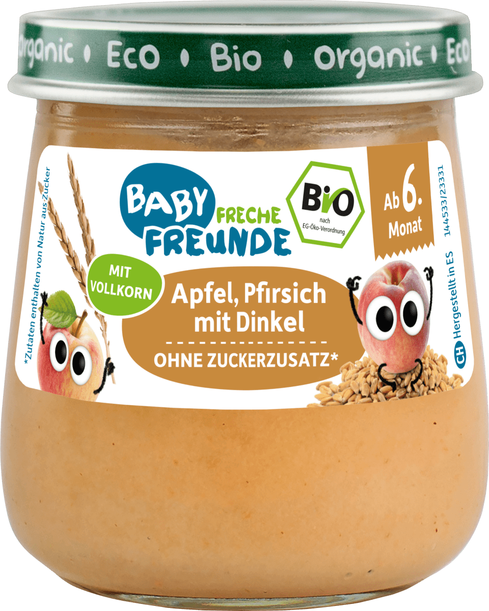 Freche Freunde Frucht und Getreide Apfel, Pfirsich mit Dinkel ab dem 6.Monat, 120 g dauerhaft ...
