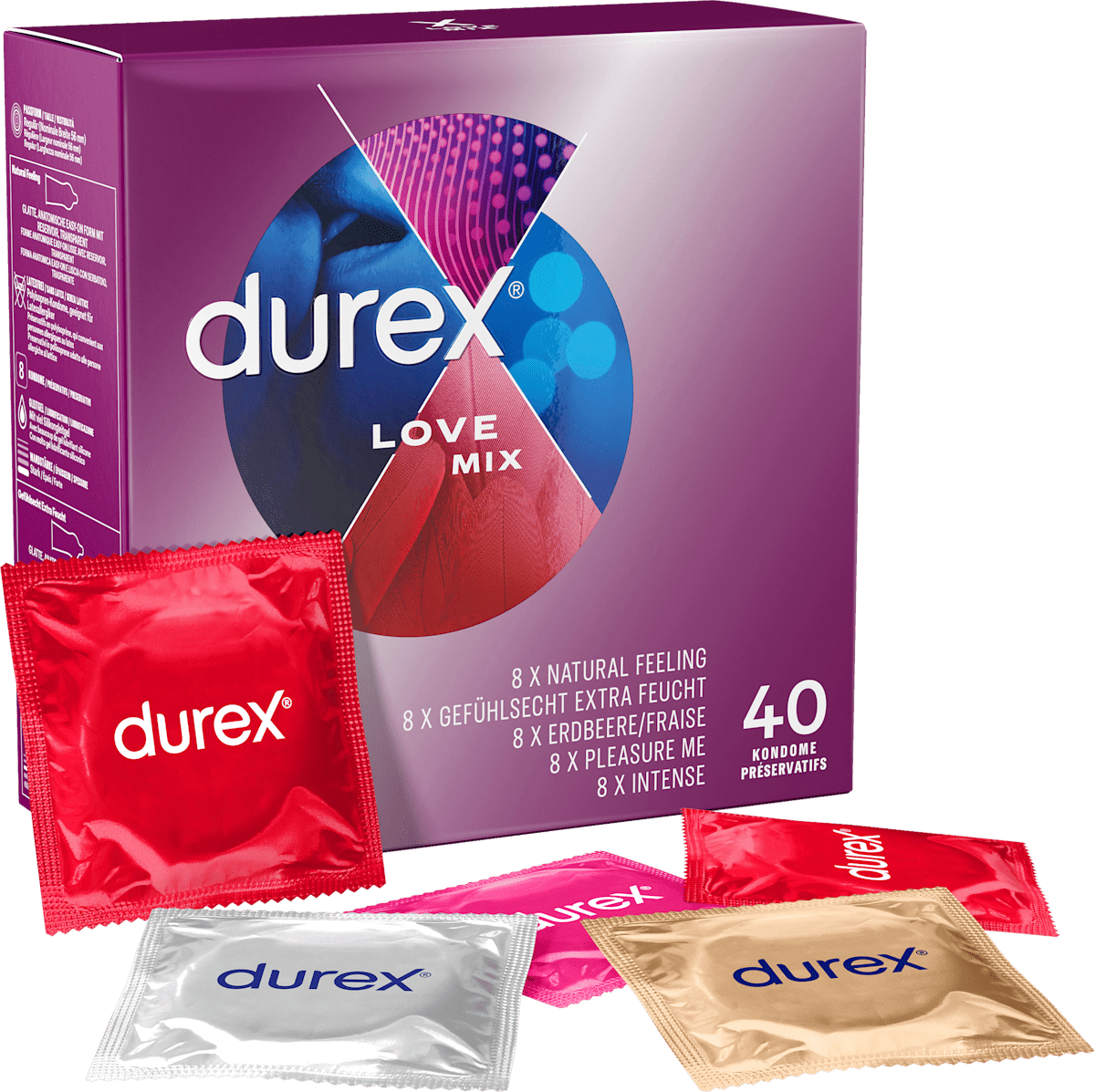 Durex Kondome Love Mix, Breite 56mm, 40 St dauerhaft günstig online kaufen | dm.de