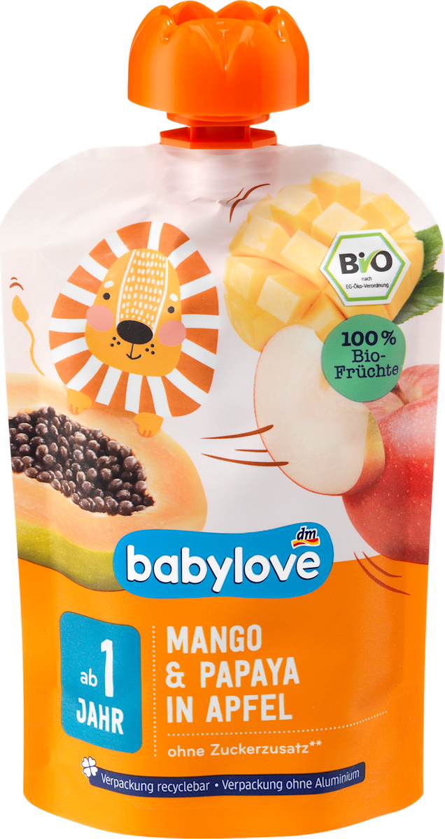 babylove Quetschie Mango & Papaya in Apfel ab 1 Jahr, 100 g dauerhaft günstig online kaufen | dm.de