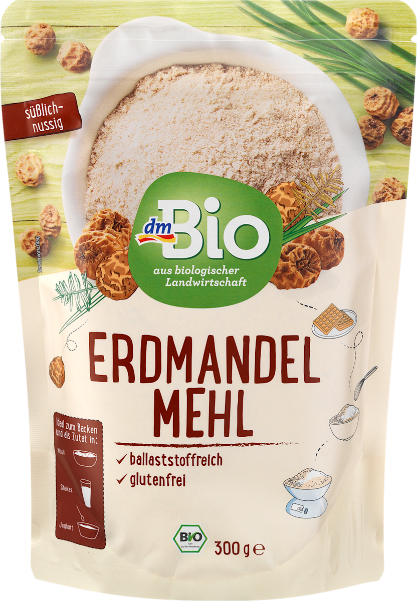 dmBio bio mouka mletá z lehce pražených zemních mandlí, 300 g | dm.cz