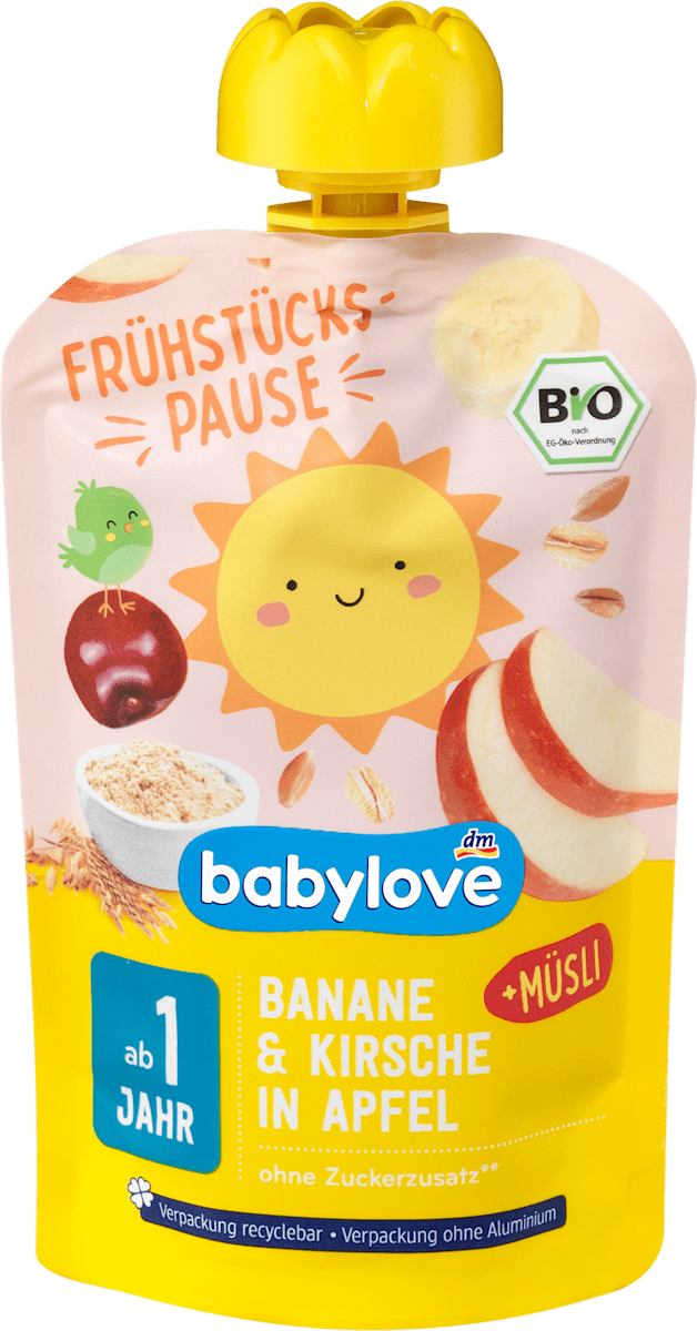 babylove Quetschie Frühstückspause Apfel-Banane-Kirsch-Müsli ab 1 Jahr, 100 g dauerhaft günstig ...