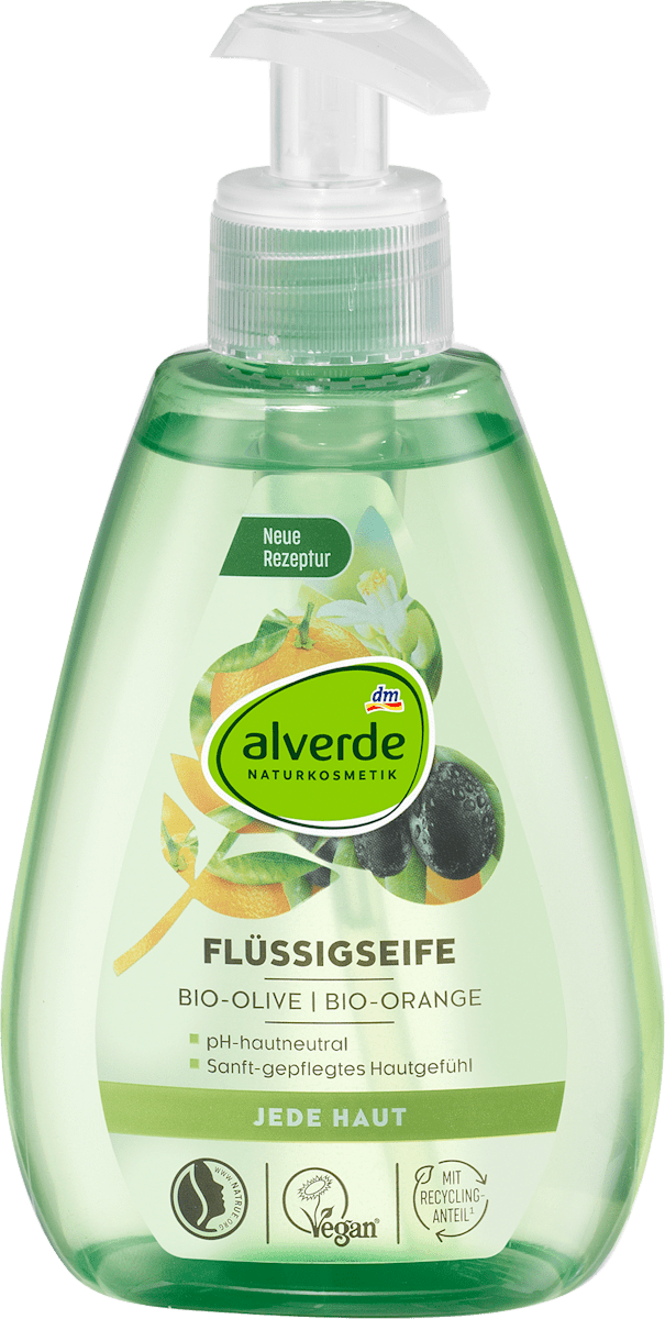 alverde NATURKOSMETIK Flüssigseife Olive, Orange, 300 ml dauerhaft ...