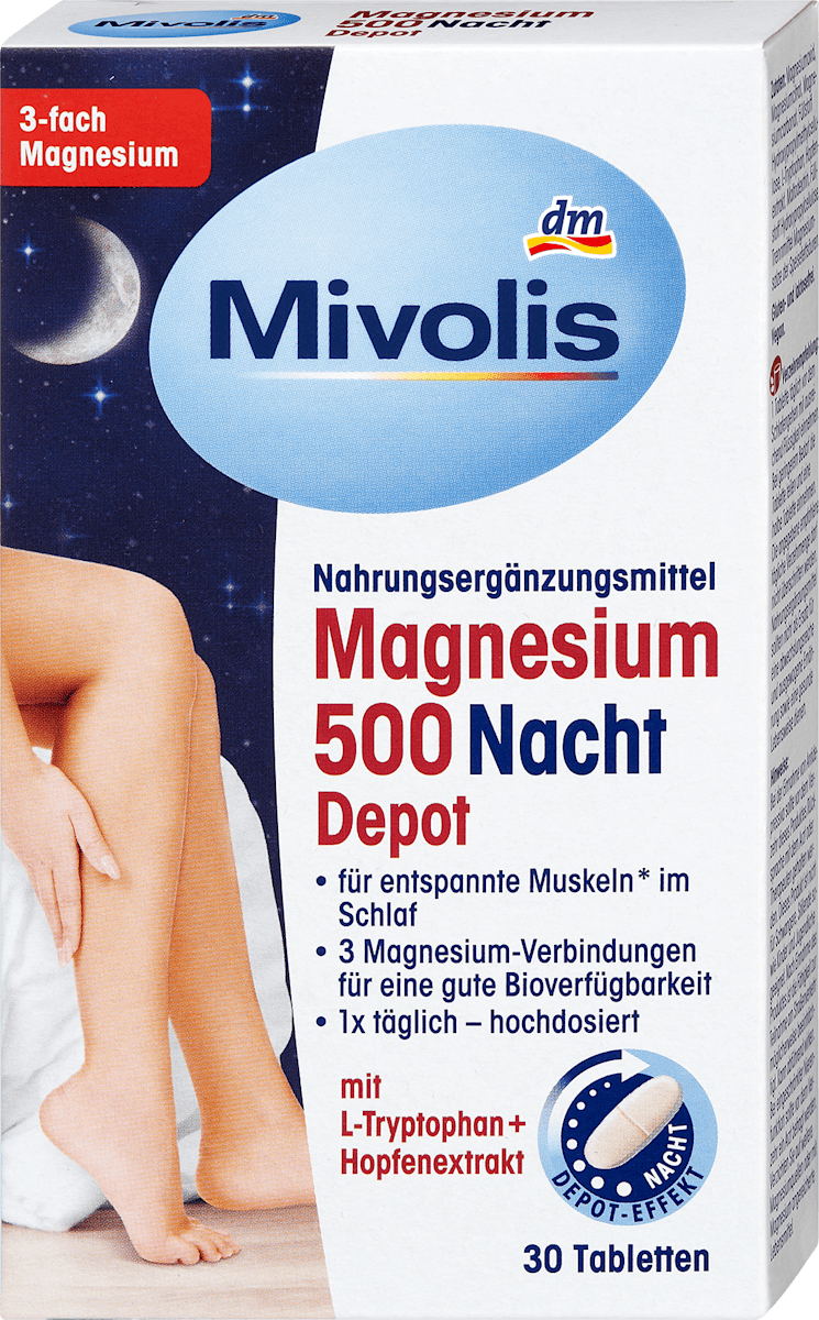 Mivolis Mivolis Magnesium 500 Nacht Depot, 30 St, 43 g dauerhaft ...