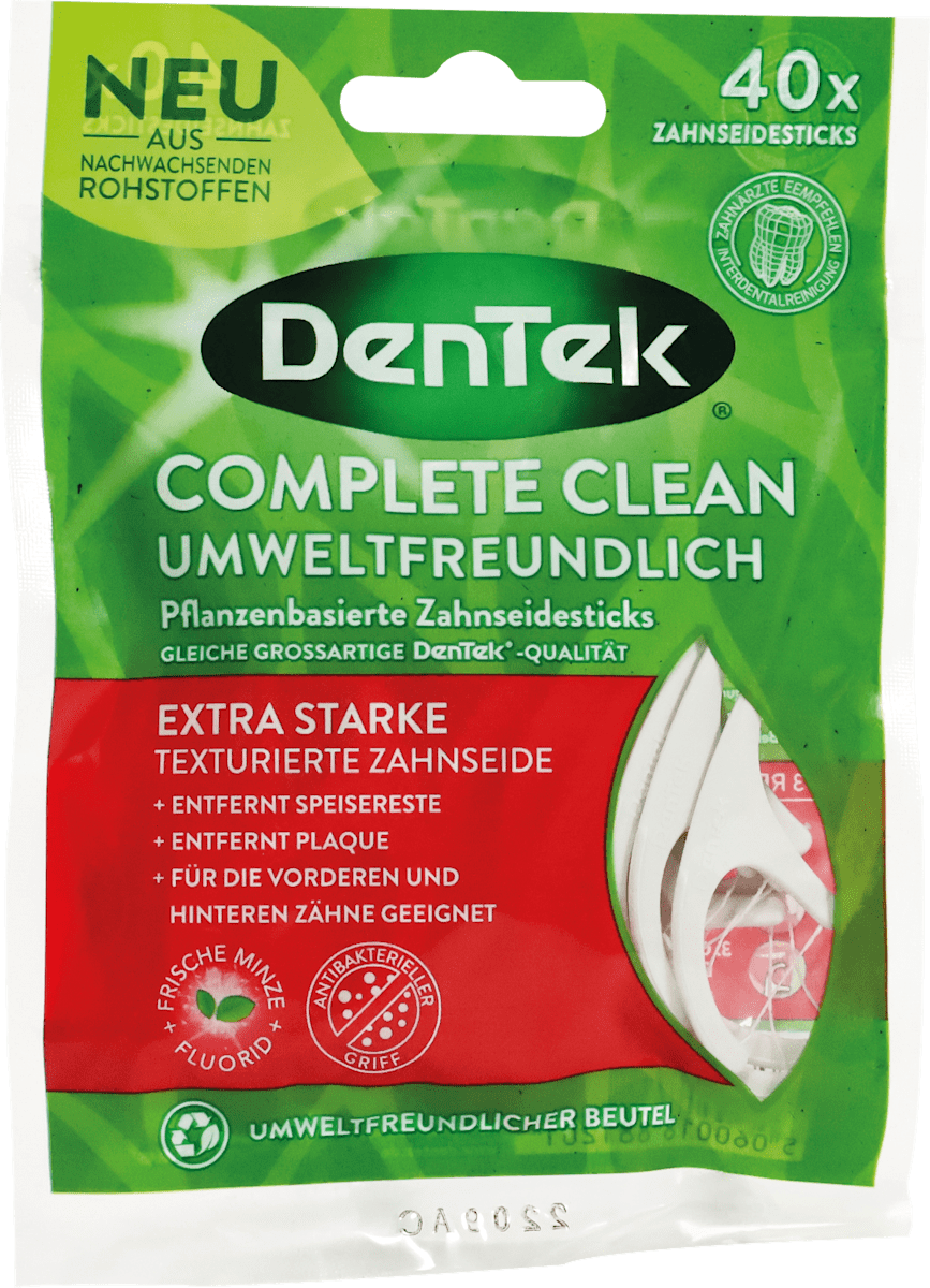 DenTek Zahnseidesticks Pflanzenbasiert Complete Clean Extra Stark, 40 ...