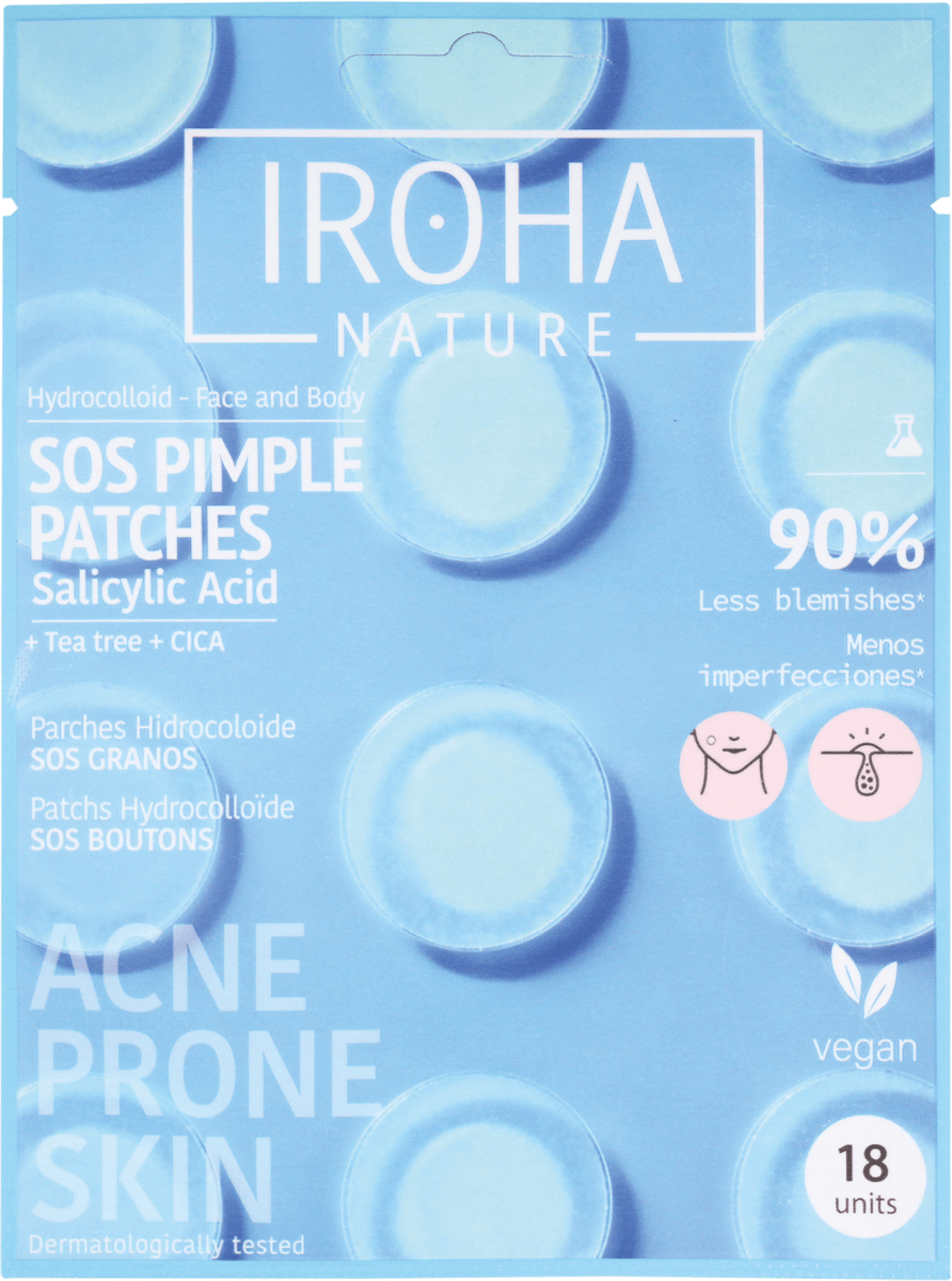IROHA nature Hydrokoloidné náplasti na akné SOS, 18 ks | mojadm.sk