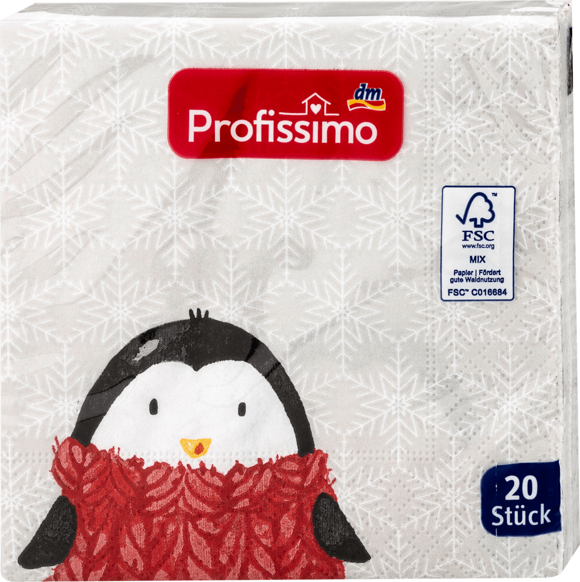 Profissimo Cocktailservietten Pinguin mit Muster (25x25 cm), 20 St | dm.at