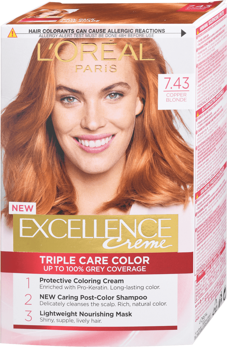 L'ORÉAL PARiS EXCELLENCE Creme Barva za lase, 7.43 Copper Blonde, 1 kos ...