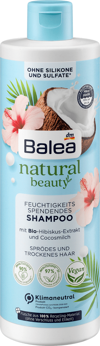 Balea Shampoo Natural Beauty Bio-Hibiskus-Extrakt und Cocosmilch, 400 ...