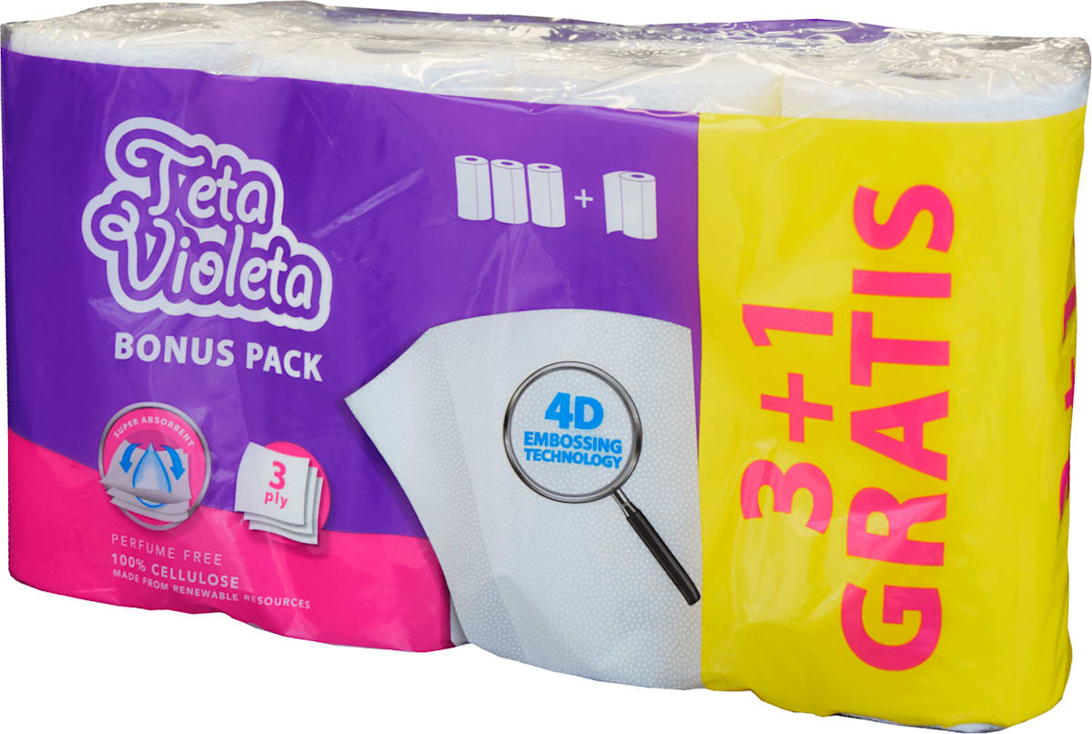Violeta Teta Violeta Premium troslojni ubrusi, 192 listića, 4 kom. | dm-drogeriemarkt.ba
