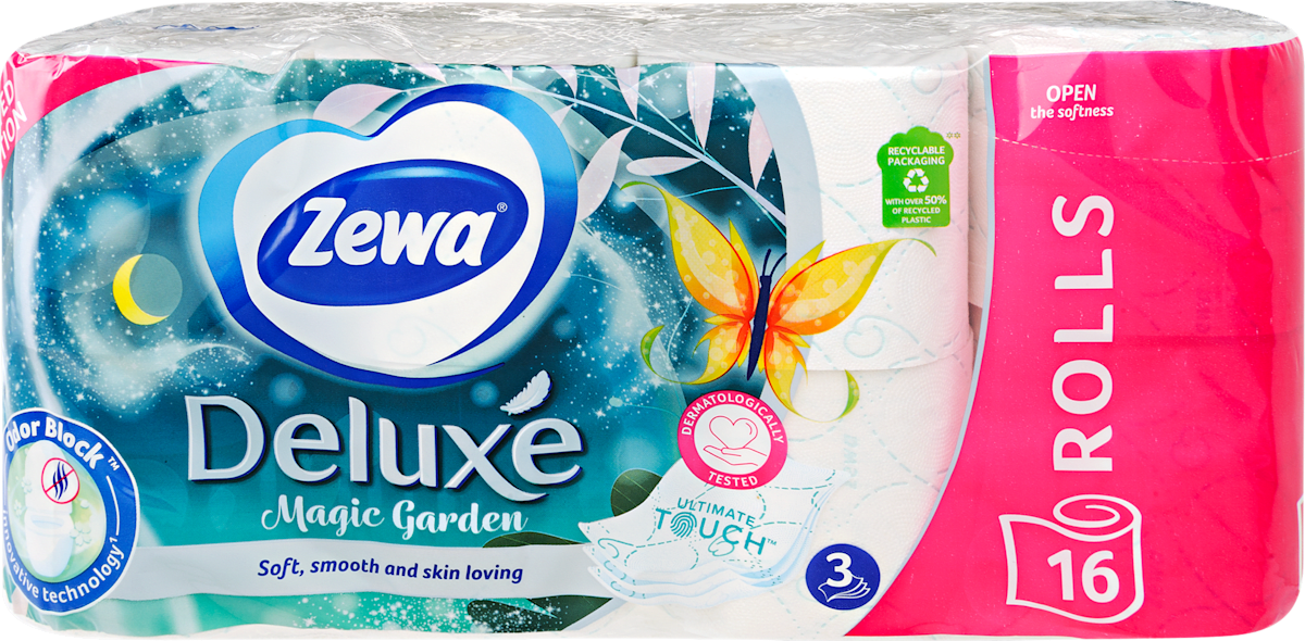 ZEWA Deluxe Toalettpapír 16 tekercs 3 rétegű Limited edition, 2 400 lap | dm.hu