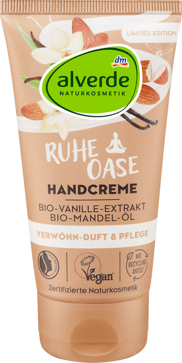 alverde NATURKOSMETIK Handcreme "Ruheoase" mit Vanille-Extrakt & Mandel ...
