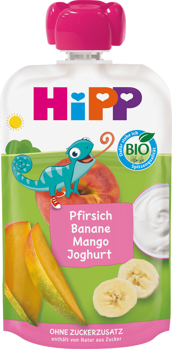 HiPP Quetschie Pfirsich Banane Mango mit Joghurt, ab 1 Jahr, 100 g dauerhaft günstig online ...