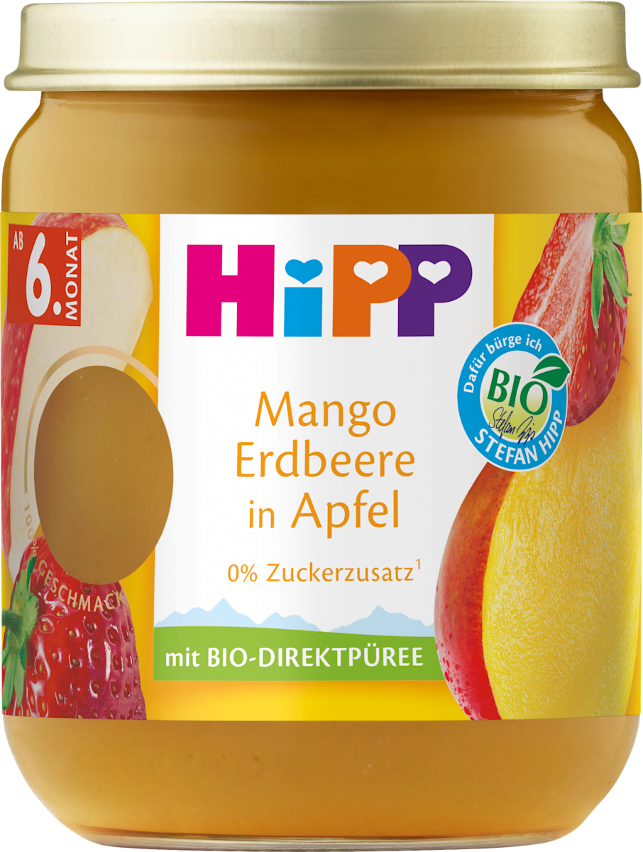 Hipp Früchte Mango Erdbeere in Apfel ab 6.Monat, 160 g dauerhaft günstig online kaufen | dm.de