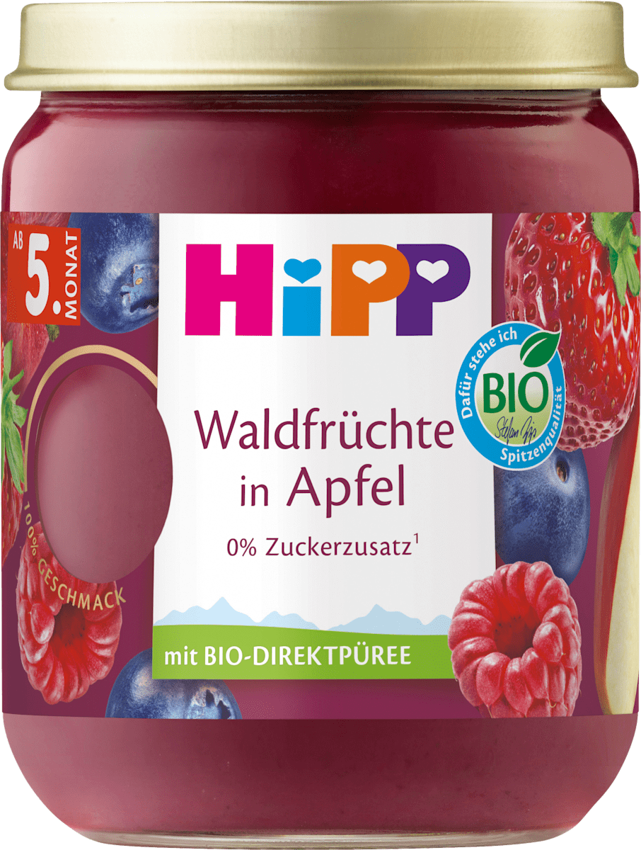 Hipp Früchte Waldfrüchte in Apfel, 5. Monat, 160 g, 160 g dauerhaft günstig online kaufen | dm.de
