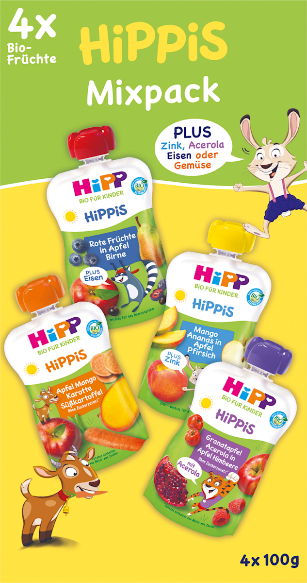 HiPP Quetschie Hippis Mixpack Früchte ab 1 Jahr (4x100 g), 400 g dauerhaft günstig online kaufen ...