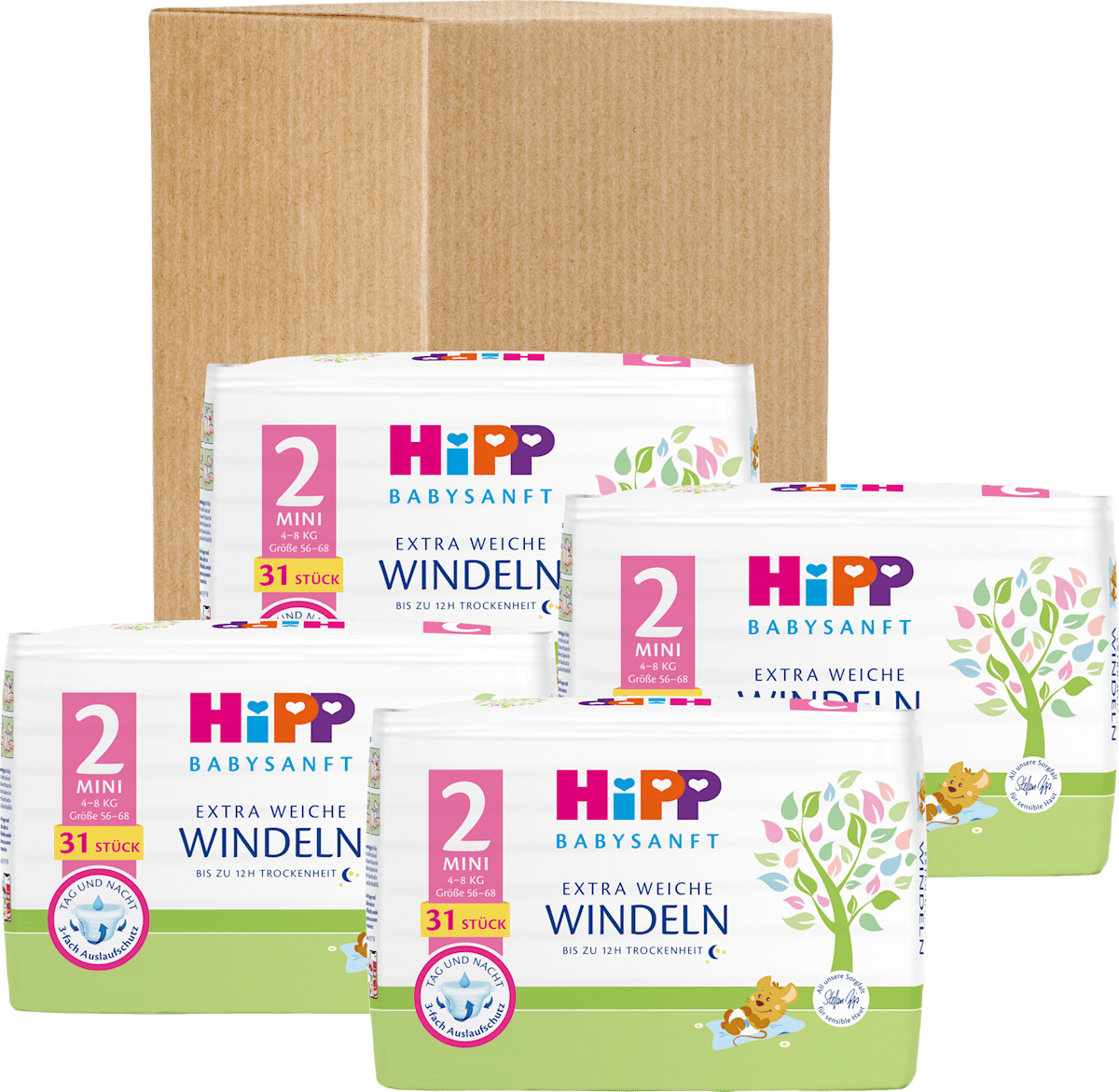 HiPP Babysanft Windeln Gr. 2 Mini (4-8 k g), Monatspack, 124 St ...