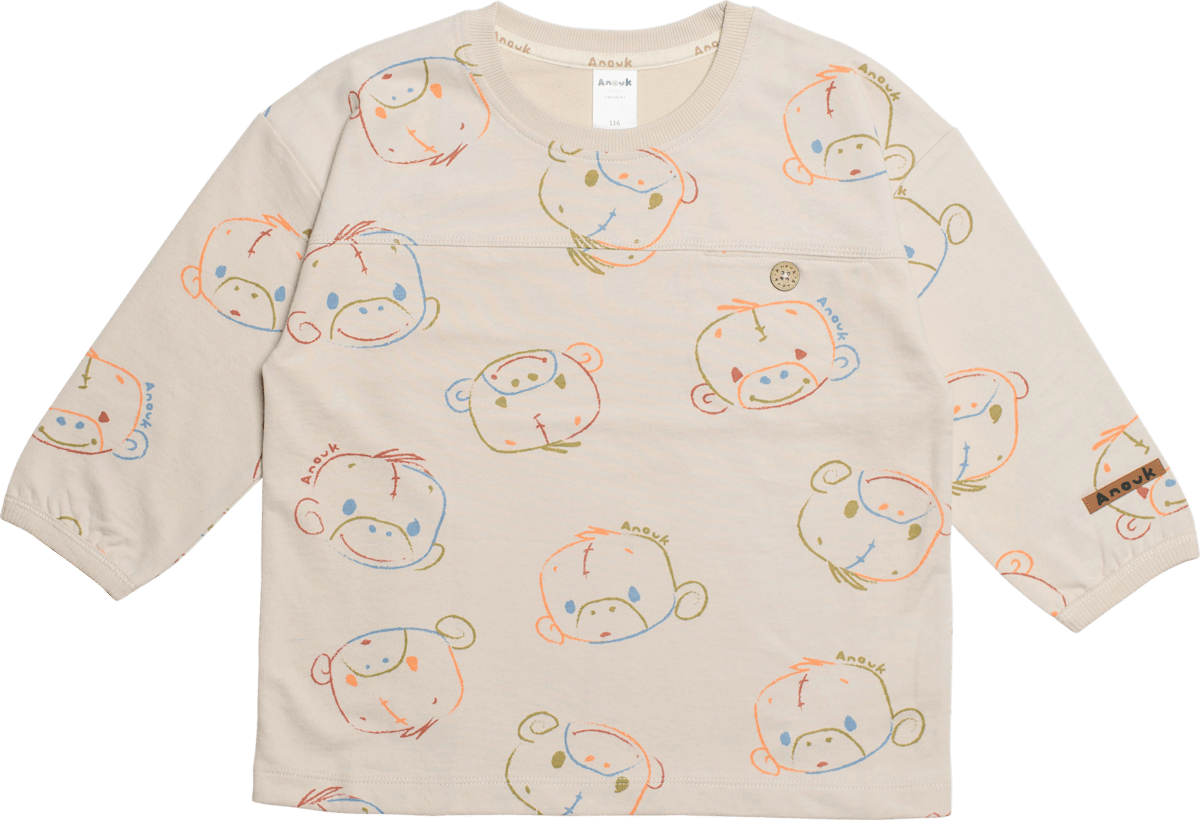 Anouk natubini Anouk Langarmshirt mit Tasche & Affi-Motiv, beige, Gr ...