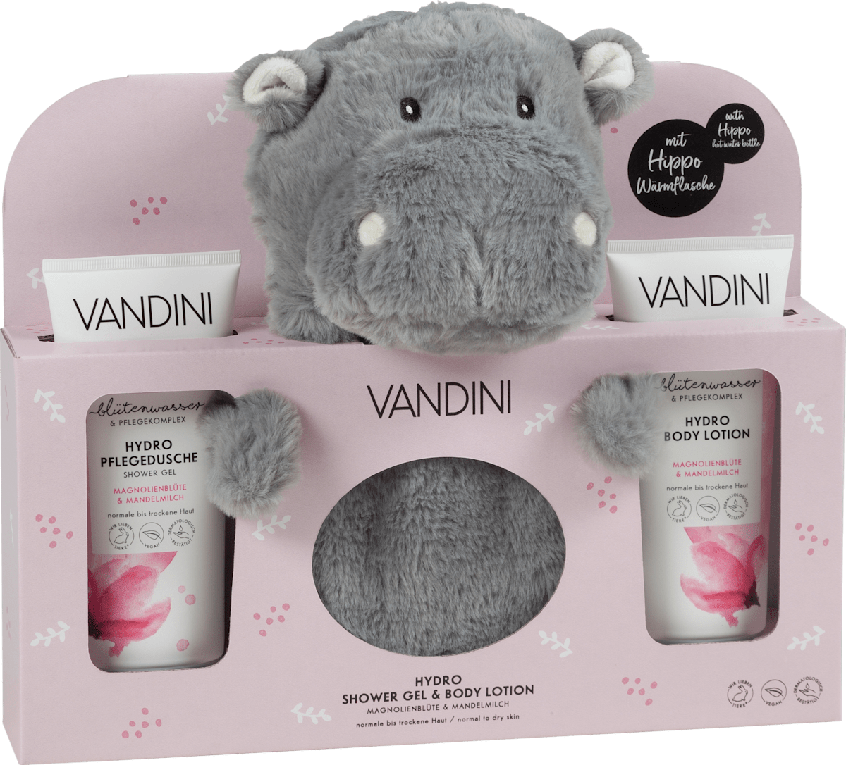 VANDINI Geschenkset "Hydro" mit Wärmflasche Hippo 3tlg, 1 St dauerhaft ...
