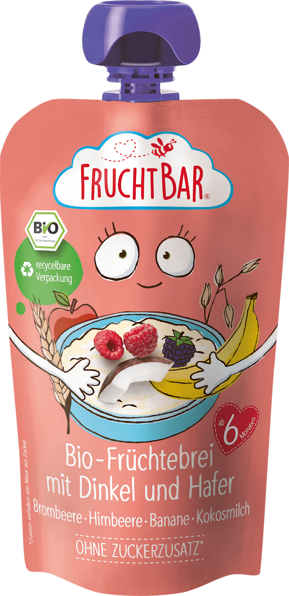 FruchtBar Quetschie Früchtebrei Hafer & Dinkel Brombeere, Himbeere ...