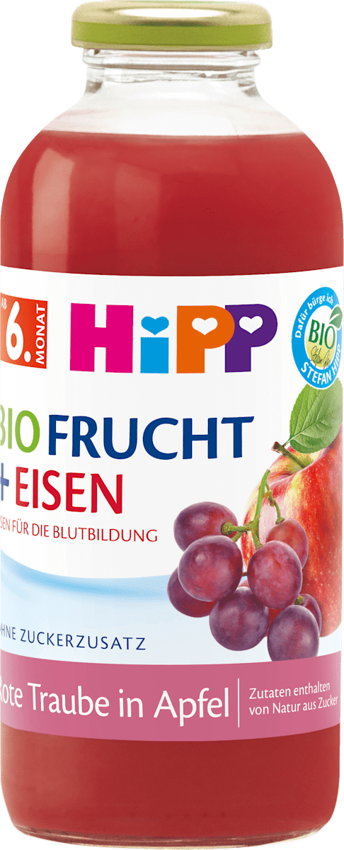 Hipp Saft Frucht + Eisen Rote Traube in Apfel ab dem 6. Monat, 500 ml dauerhaft günstig online ...