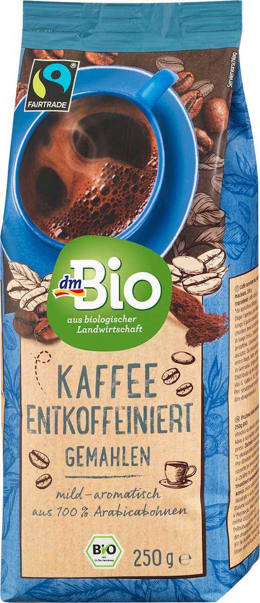 dmBio Caffè decaffeinato macinato BIO, 250 g | dm Italia