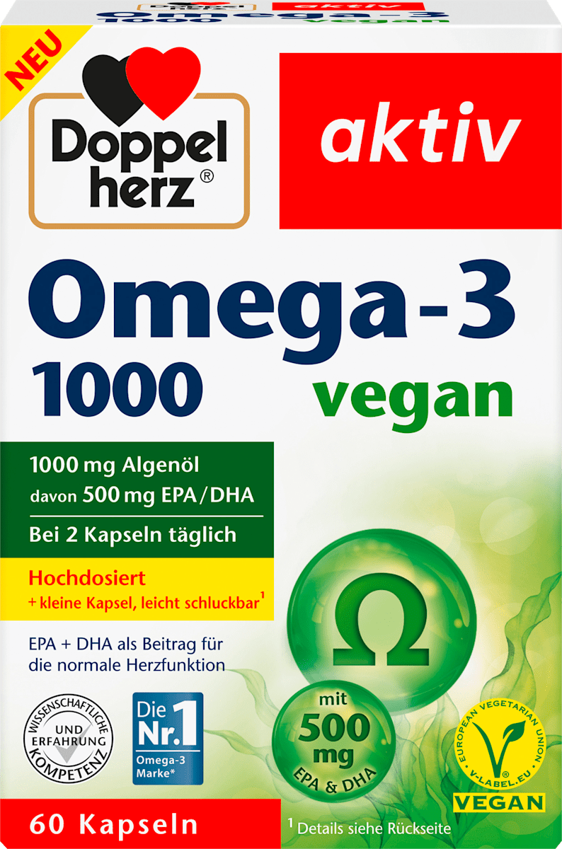 Doppelherz aktiv Omega-3 1000 Kapseln vegan, 60 St | dm.at