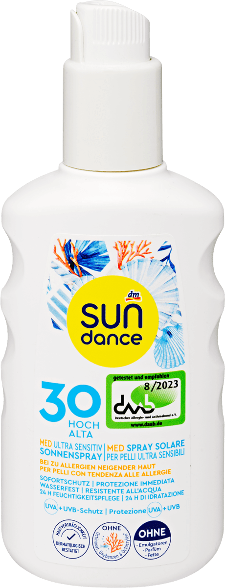 sundance Spray solare MED ultra sensitive SPF30, 200 ml | dm Italia